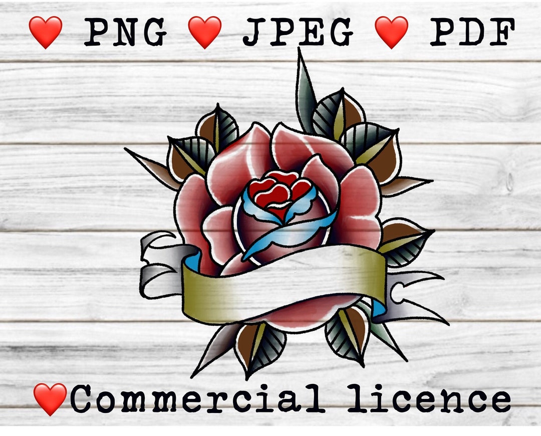Valentines Day Rose and Banner PNG, JPEG Downloadable Wall Art ...