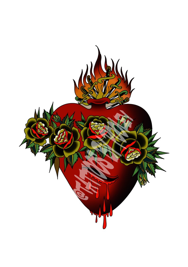 Bleeding Heart Tattoo Design Illustration PNG File for - Etsy