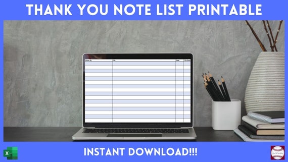 Printable Thank You Note List | Etsy