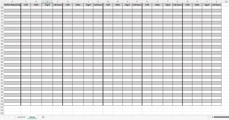 Livestock Records Spreadsheet - Etsy
