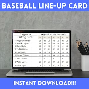 Printable Baseball Line up Card - Etsy