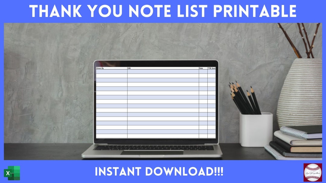 Printable Thank You Note List - Etsy