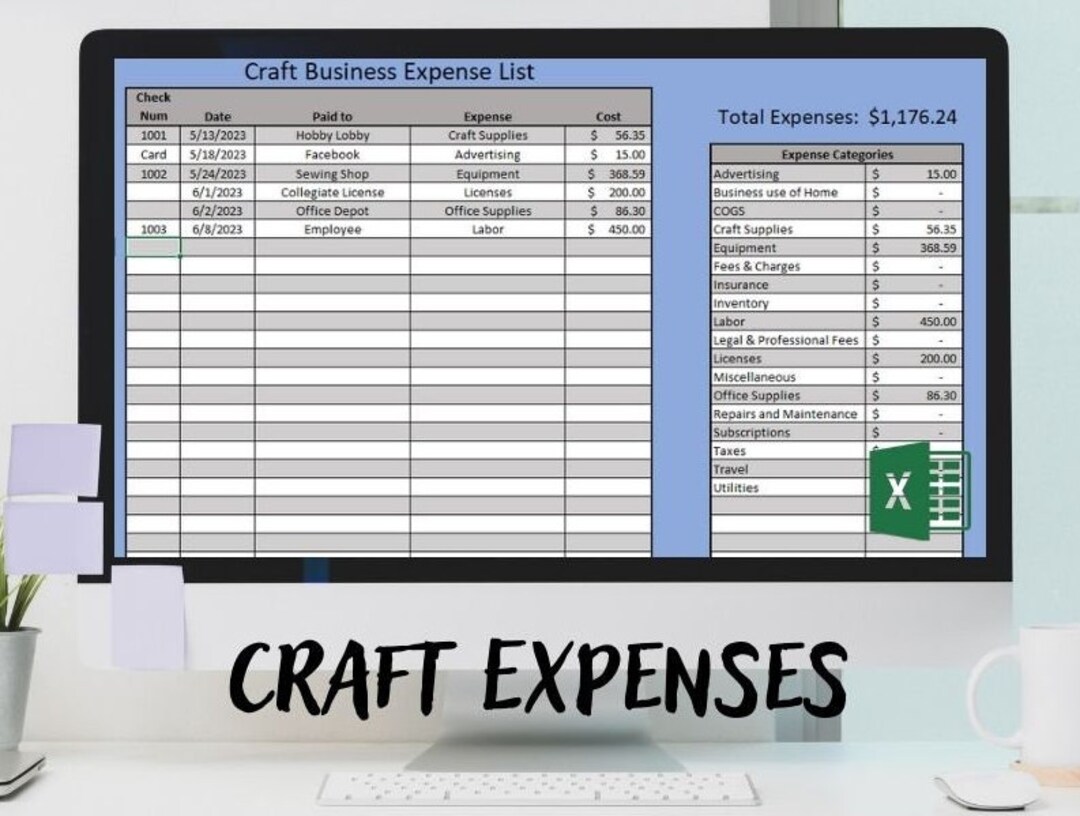 Craft Expense Spreadsheet - Etsy
