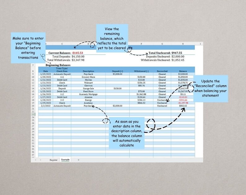 Checkbook Register - Etsy