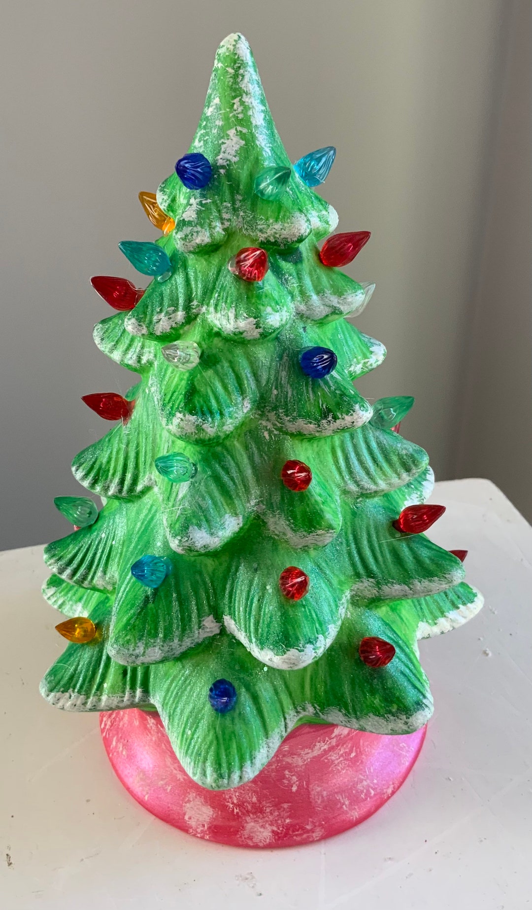 Mini Ceramic Hand Painted Lighted Christmas Tree - Etsy