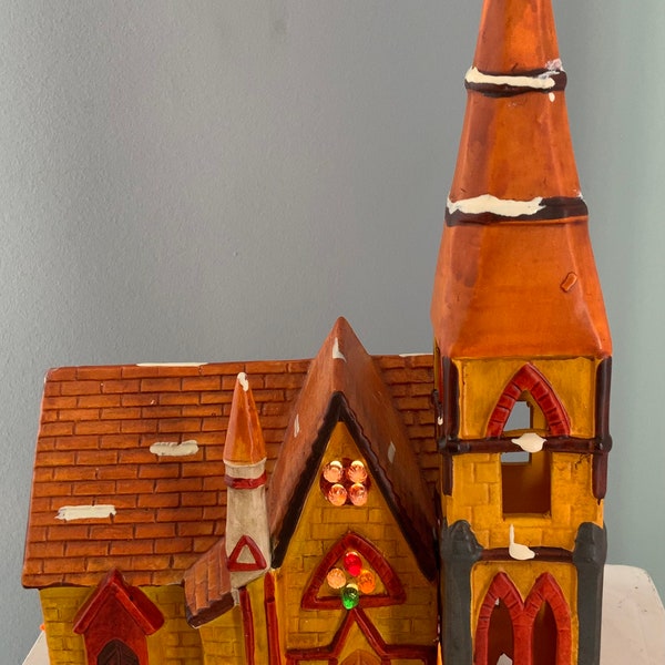 Lighted Ceramic Church - Etsy