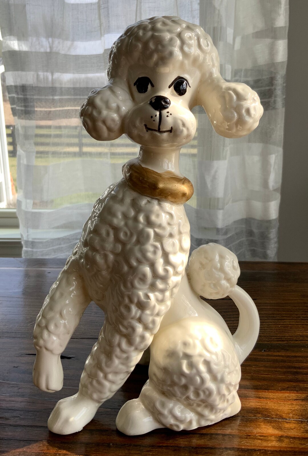 Vintage Ceramic Elegant White Poodle 10 Tall Hand Painted 1 Left - Etsy