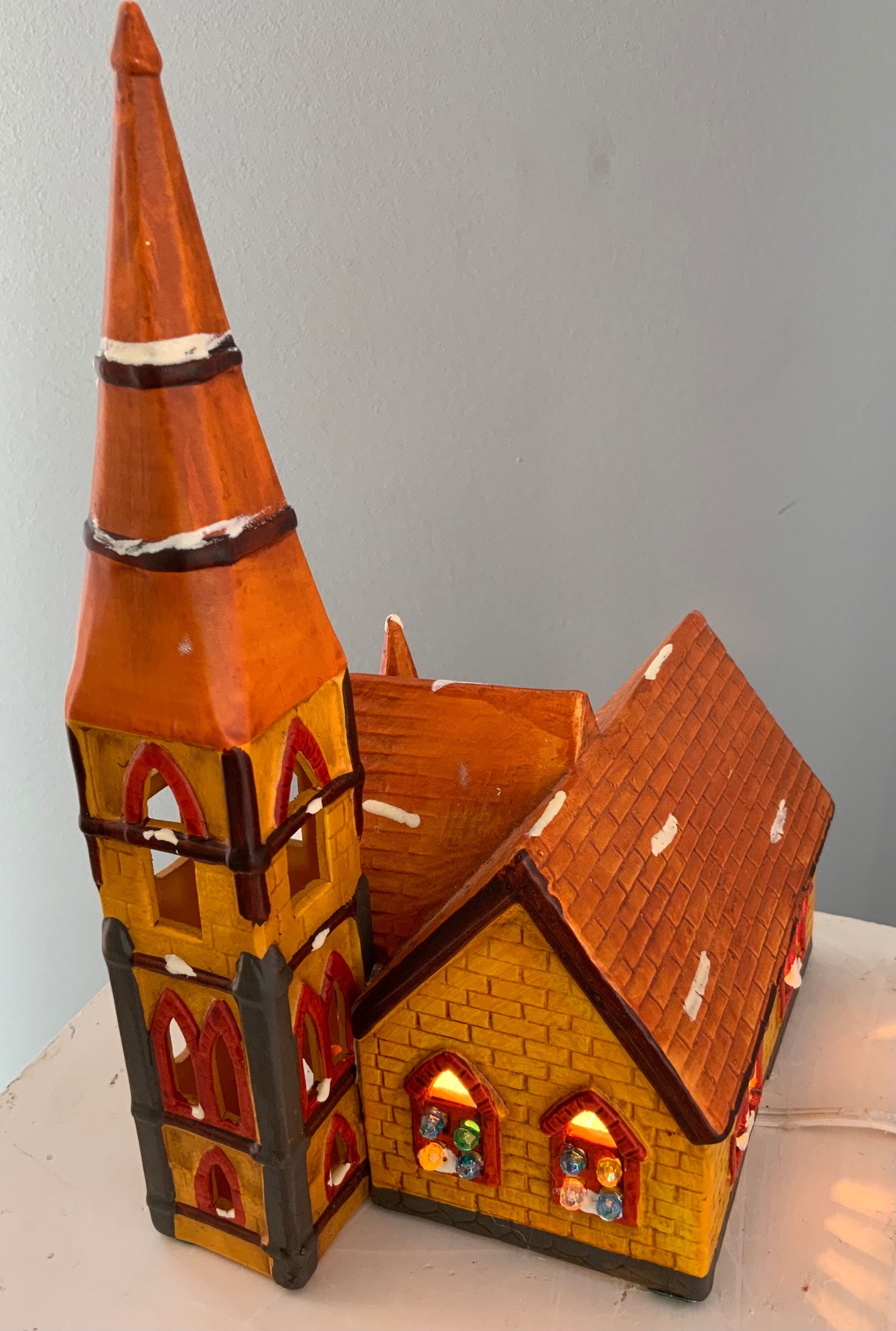 Vintage Hand Painted Ceramic Lighted Christmas Church 10” X 7” - Etsy