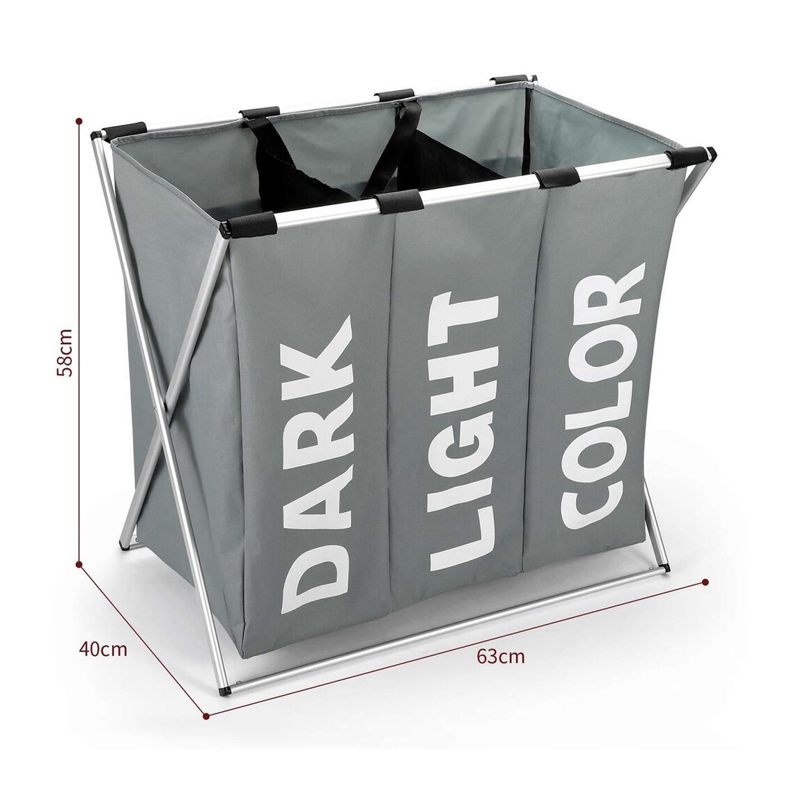 Premium Collapsible Laundry Bag Basket With 3 Compartments & - Etsy UK