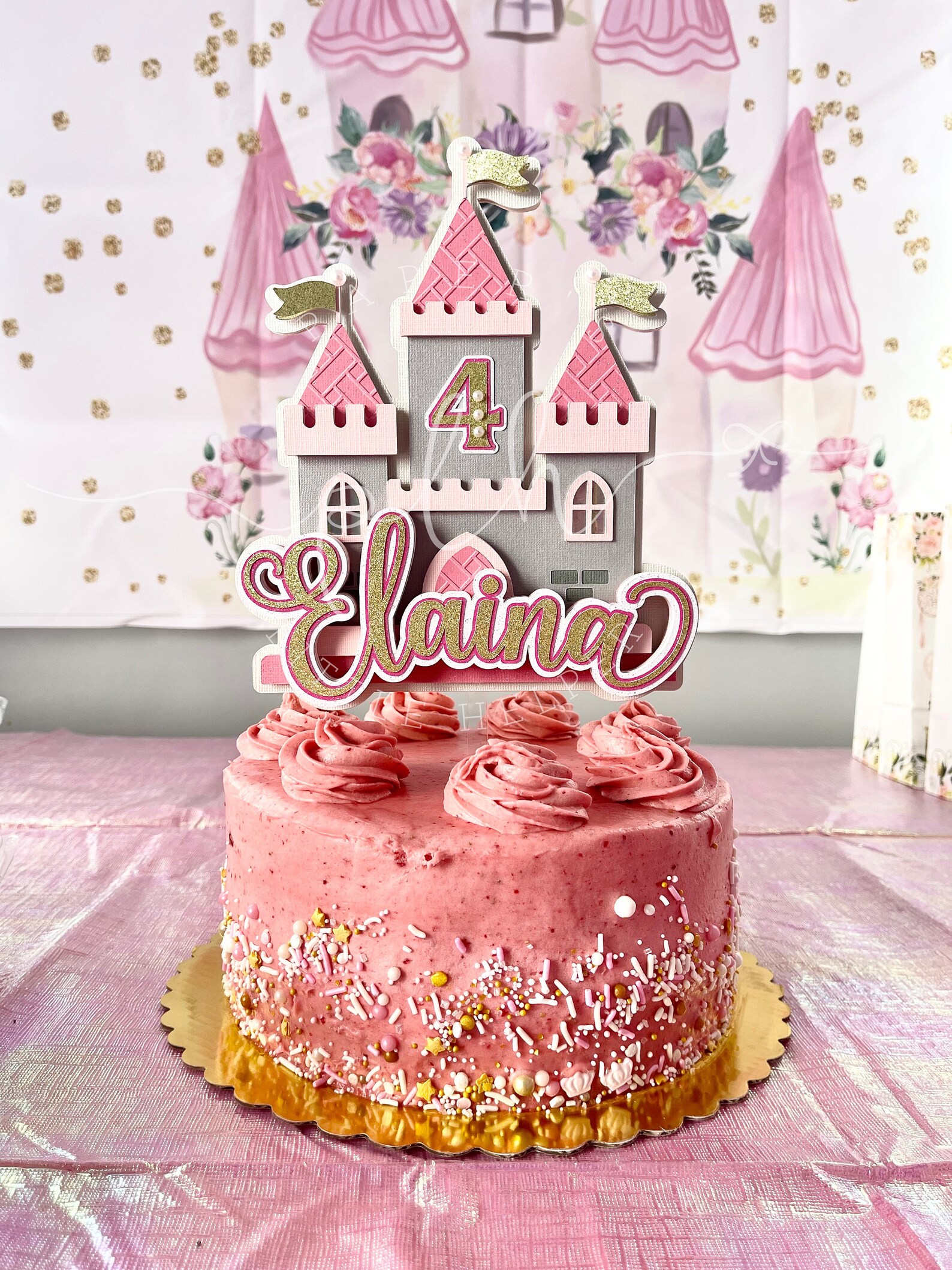 PRINCESS CAKE TOPPER Princess Castle Cake Topper Castle - Etsy
