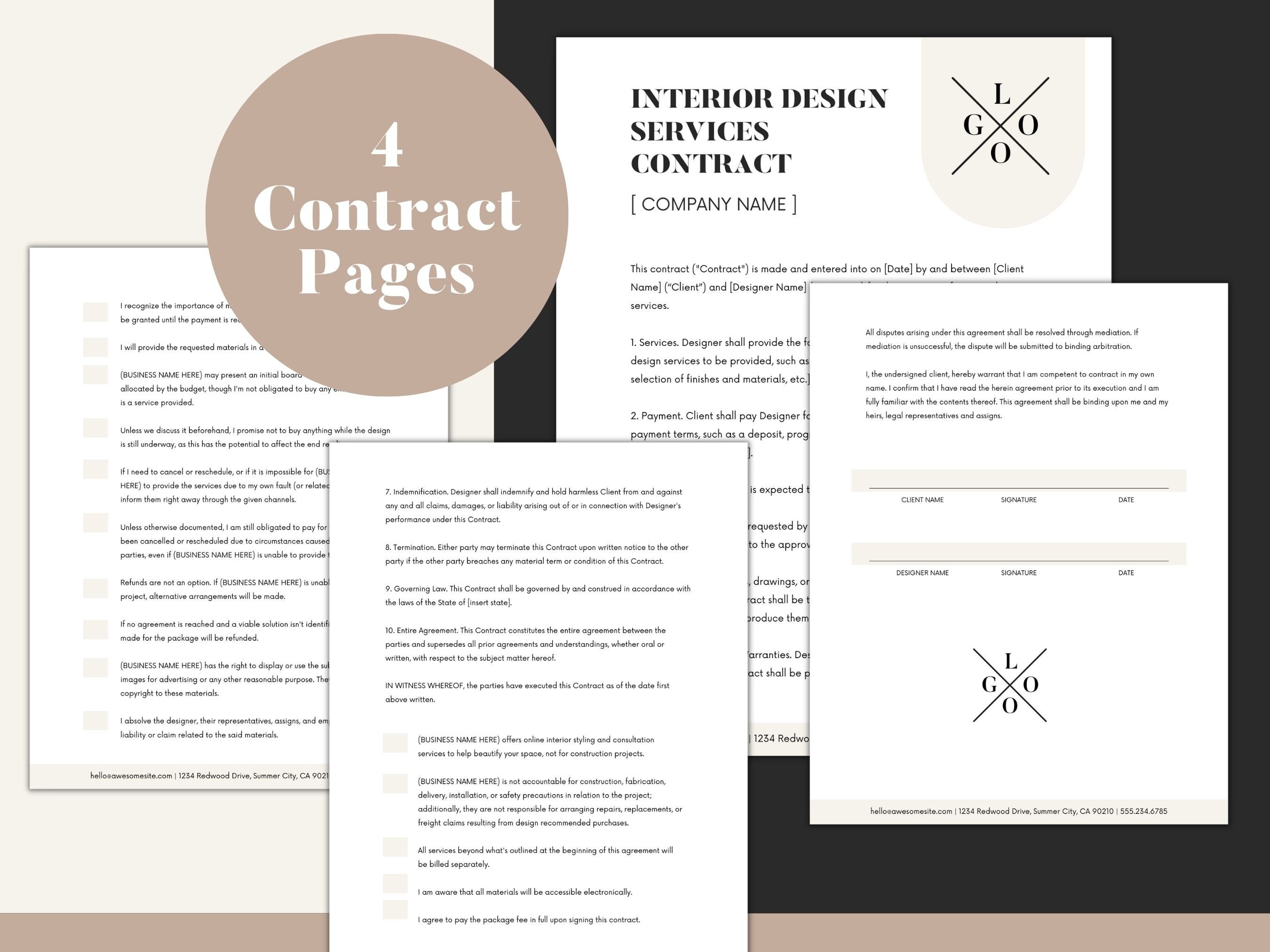Contract Template Interior Design, Interior Designer Template, Contract ...