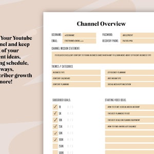 Editable Youtube Planner, Social Media Content Calendar, Printable ...
