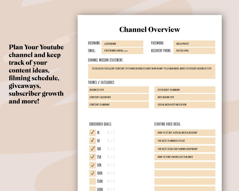 Editable Youtube Planner, Social Media Content Calendar, Printable ...