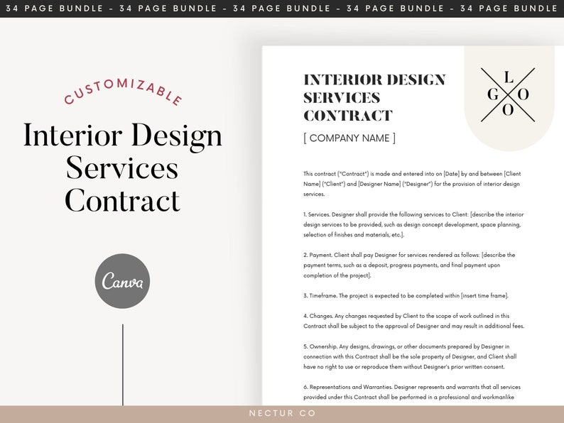 Contract Template Interior Design, Interior Designer Template, Contract ...