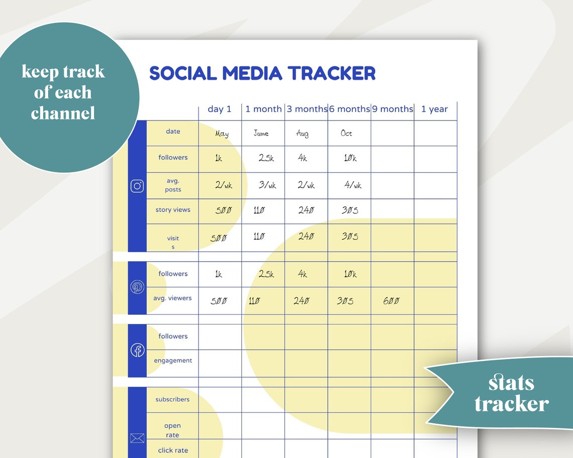 Printable Social Media Planner Instagram Tracker Youtube - Etsy