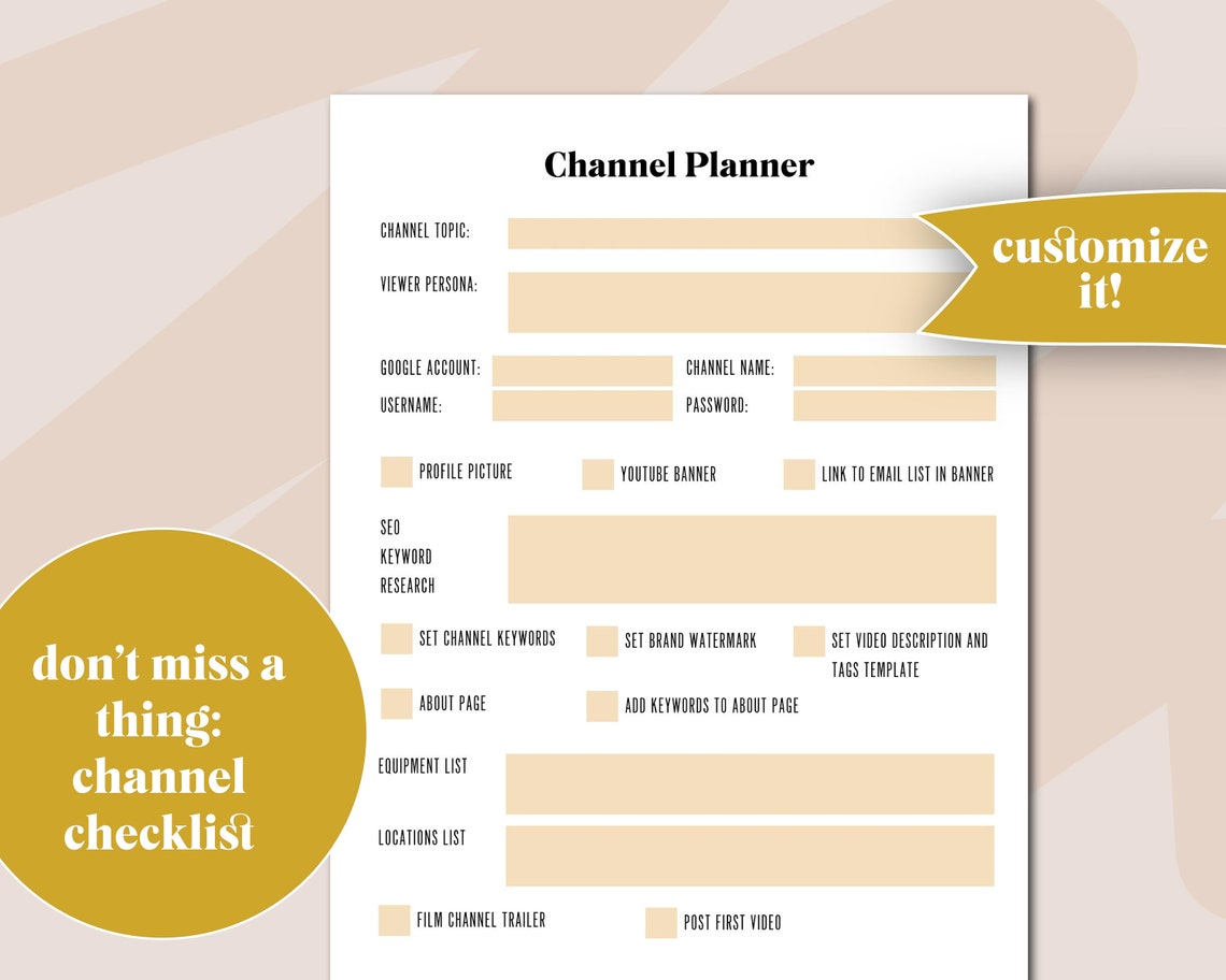 Editable Youtube Planner, Social Media Content Calendar, Printable ...