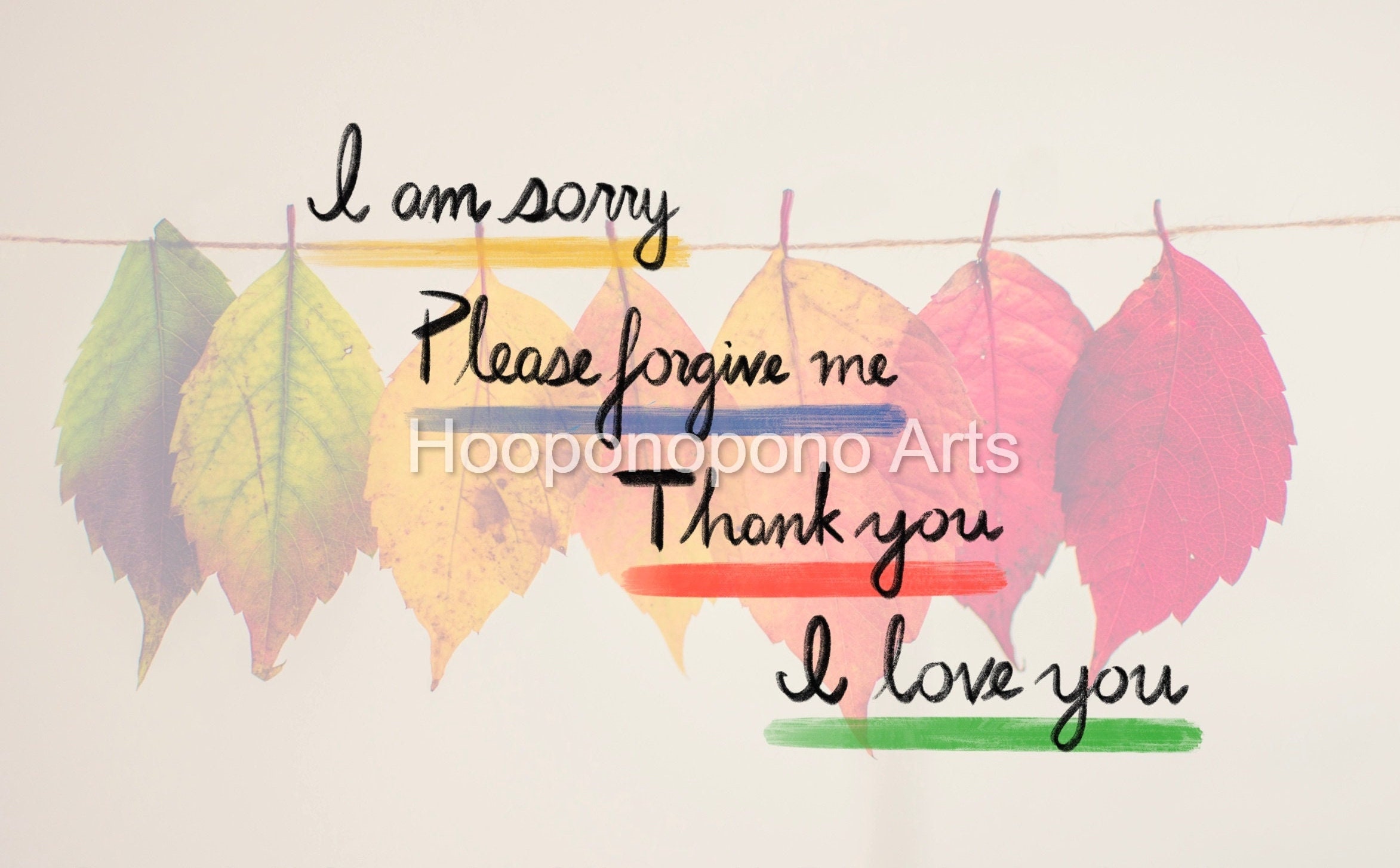 Ho'oponopono Hawaiian Healing Mantra Fall Leaves Digital - Etsy
