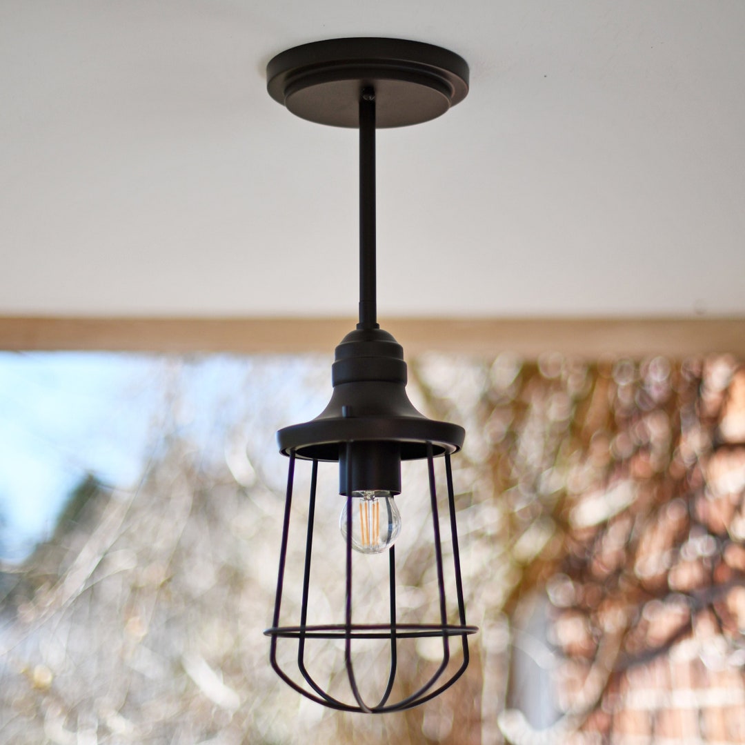 Dark Bronze Nautical Caged Ceiling Light/nordic, Scandi Style Pendant ...