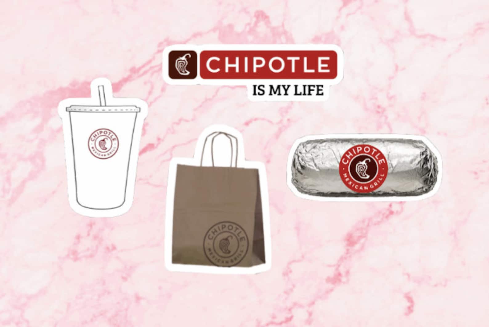 Chipotle Stickers Chipotle Sticker Pack Food Stickers | Etsy