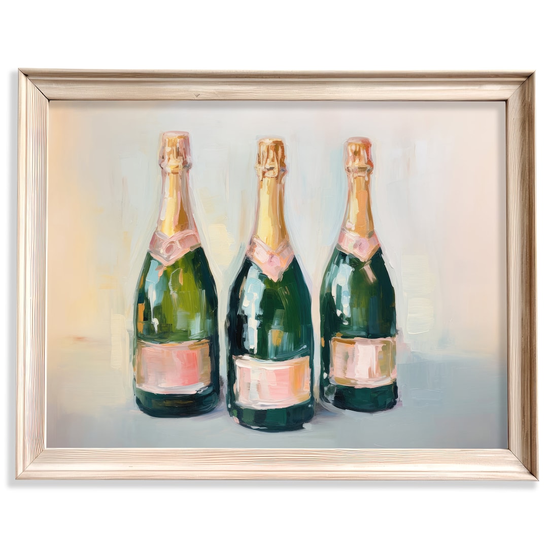 Champagne Bottle Print, Champagne Art Print, Bar Room Wall Art, Bubbly ...