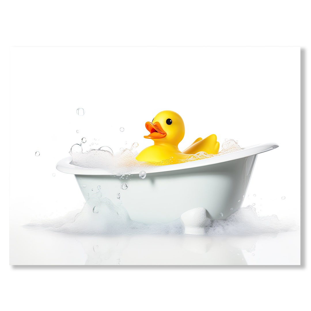Animal in Bathtub Print, Funny Bathroom Art, Rubber Duck Art, Kids ...
