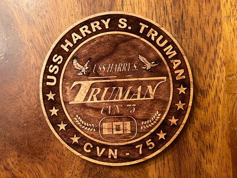 USS Harry S. Truman (CVN 75) Coaster – US Navy Aircraft Carrier – Laser ...