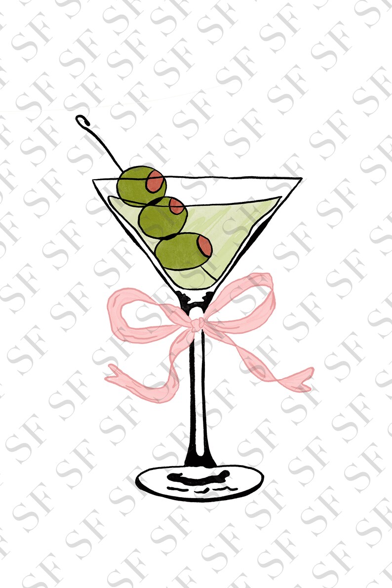 Martini Glass Digital Artwork Print - Etsy