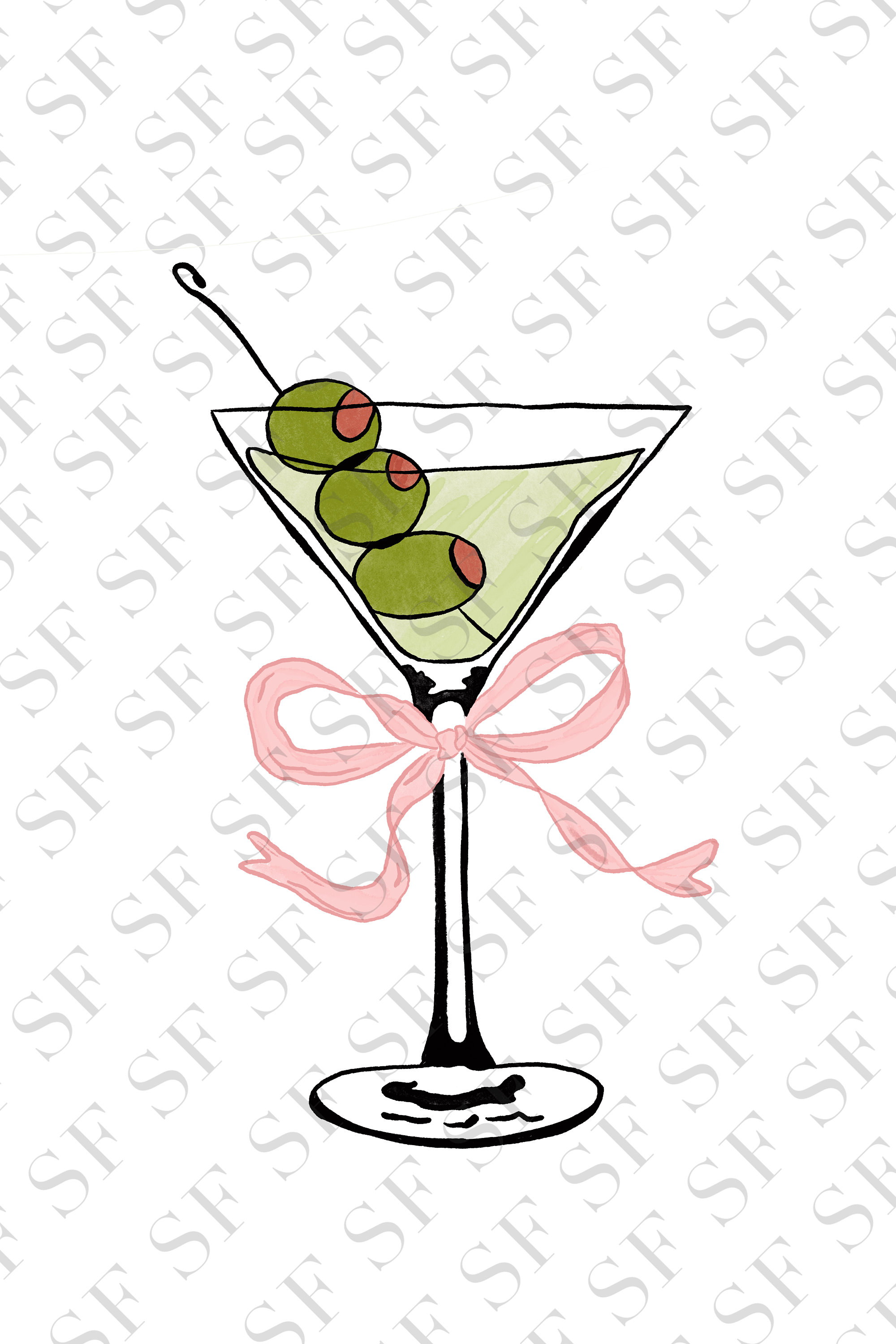 Martini Glass Digital Artwork Print - Etsy