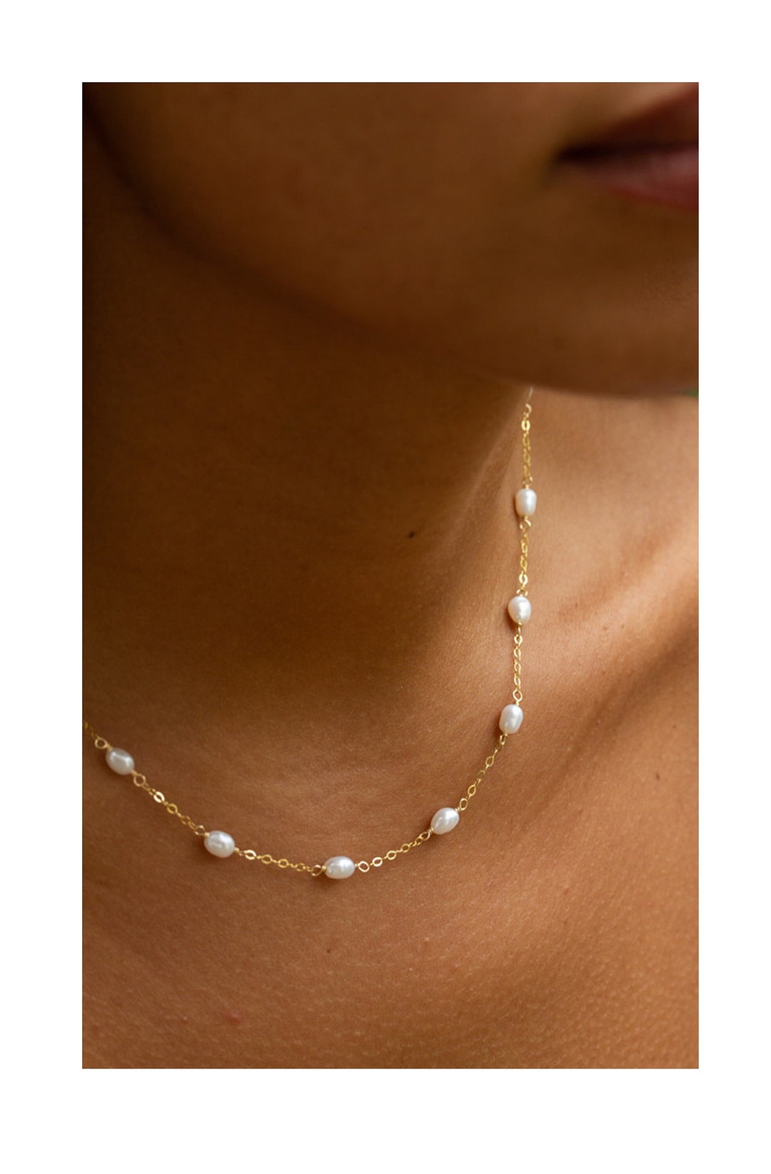 Multiple Drop Pearls Choker Necklace, Good Luck Charm, Wedding Pearl ...
