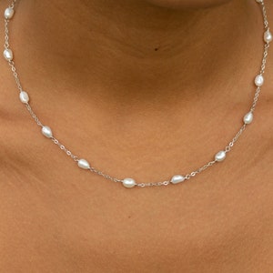 Multiple Drop Pearls Choker Necklace, Good Luck Charm, Wedding Pearl ...