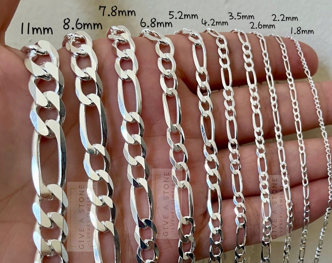 ITALY 925 Sterling Silver Classic Textured Figaro Chain Heavy Necklace ...