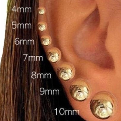 14K Gold Ball Push Back Studs Earring Stud Over 925 Sterling - Etsy