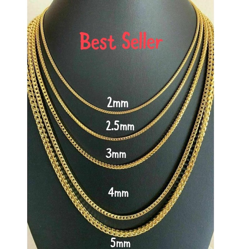 14K Gold Franco Cuban Chain, Men/woman Necklace, 925 Sterling Silver ...