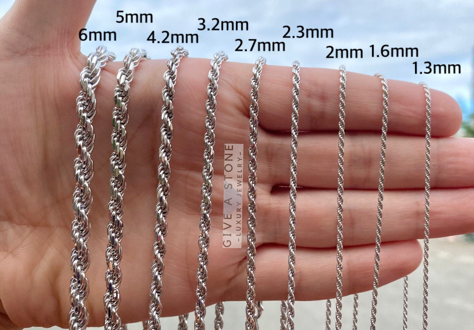 Silver Twisted Rope Chain Necklace 925 Sterling 1.3mm-5mm | Etsy