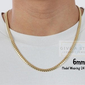 14K Gold, Miami Cuban Chain, Solid, Over 925 Sliver ,1.8mm-8mm, Size 16 ...