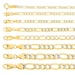 14K Gold Figaro Two Tone Pave Chain, Over 925 Sterling, Cuban, 2.6mm ...