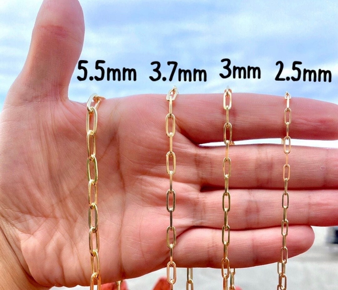 14K Gold Plated Paper Clip Necklace: Sterling Silver Link Chain - Etsy