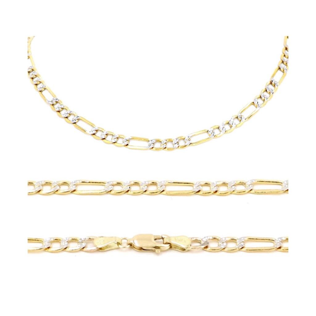 14K Two Tone Pave Figaro Chain Over 925 Silver 16 | Etsy