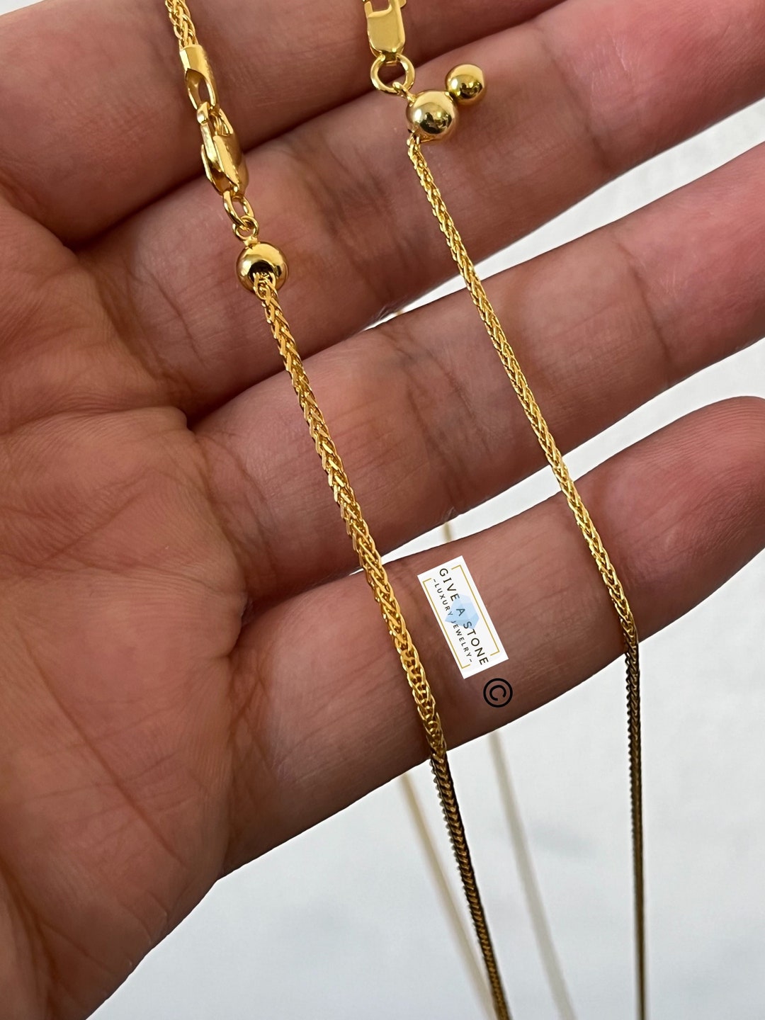 14K Gold Adjustable Wheat Foxtail Necklace Any Size Upto 24inches Over ...