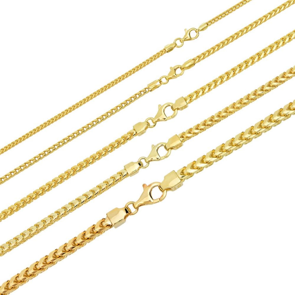 14K Gold Franco Cuban Chain Necklace 925 Silver 16'' | Etsy