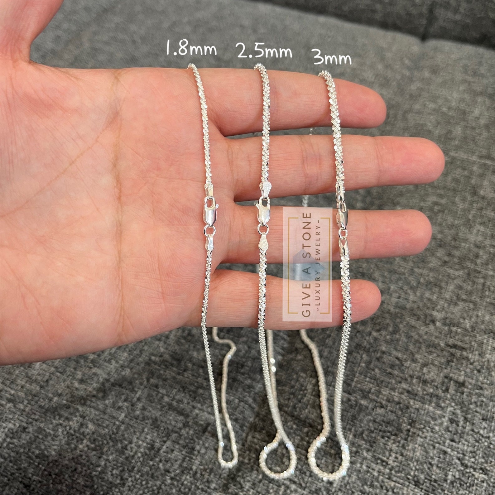 925 Sterling Silver Sparkle Glitter Margarita Twisted Rock Chain ...