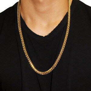 14K Gold Franco Cuban Chain Men/woman Necklace 925 Sterling - Etsy