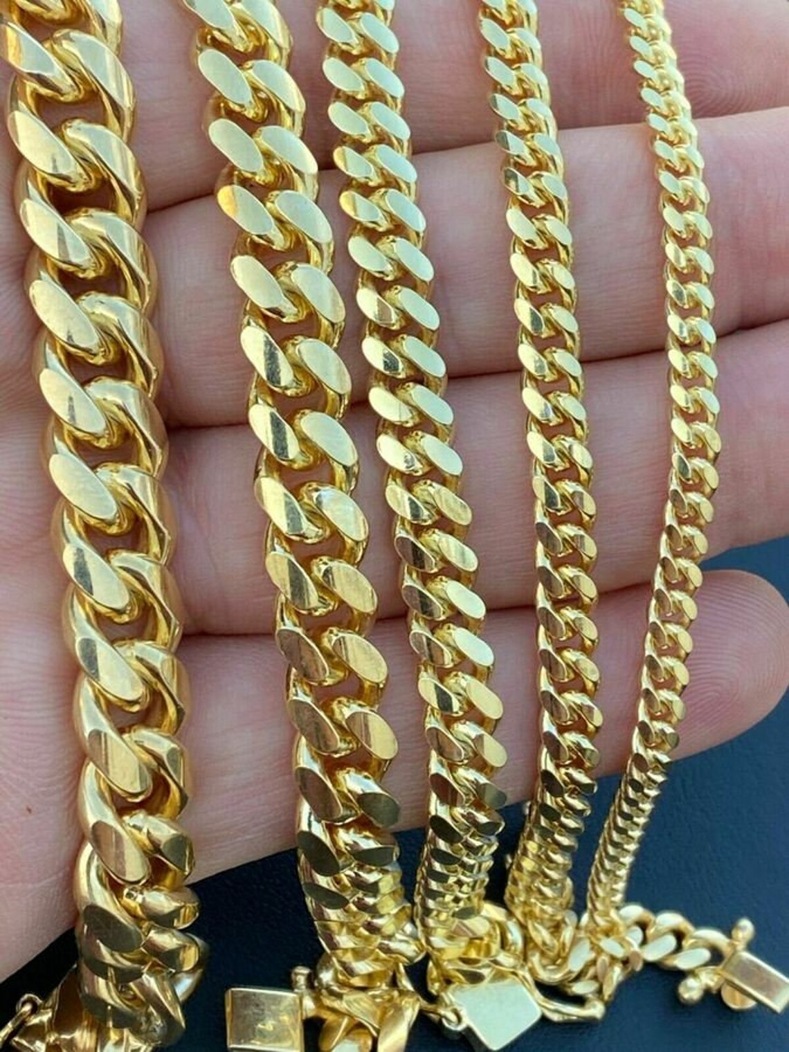 14K Gold Miami Cuban Bracelet Solid 925 Sterling Silver - Etsy