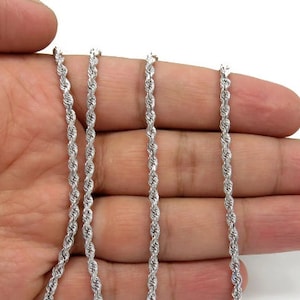 Twisted Rope Chain, SOLID 925 Silver Necklace, Diamond Cut, Men & Woman ...