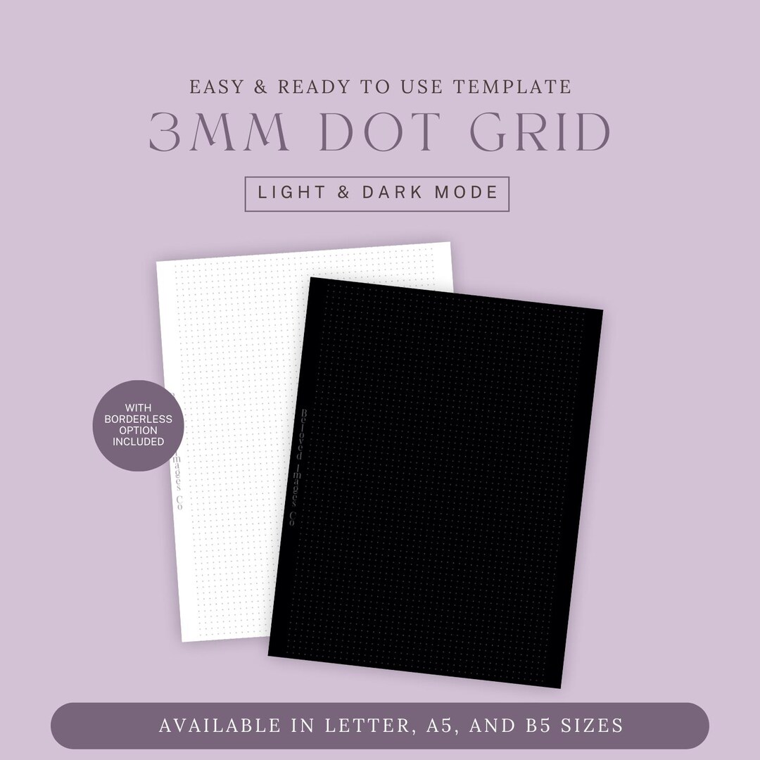 Printable Small 3mm Dot Grid Paper Three Sizes: A5, B5, Letter Dark and ...