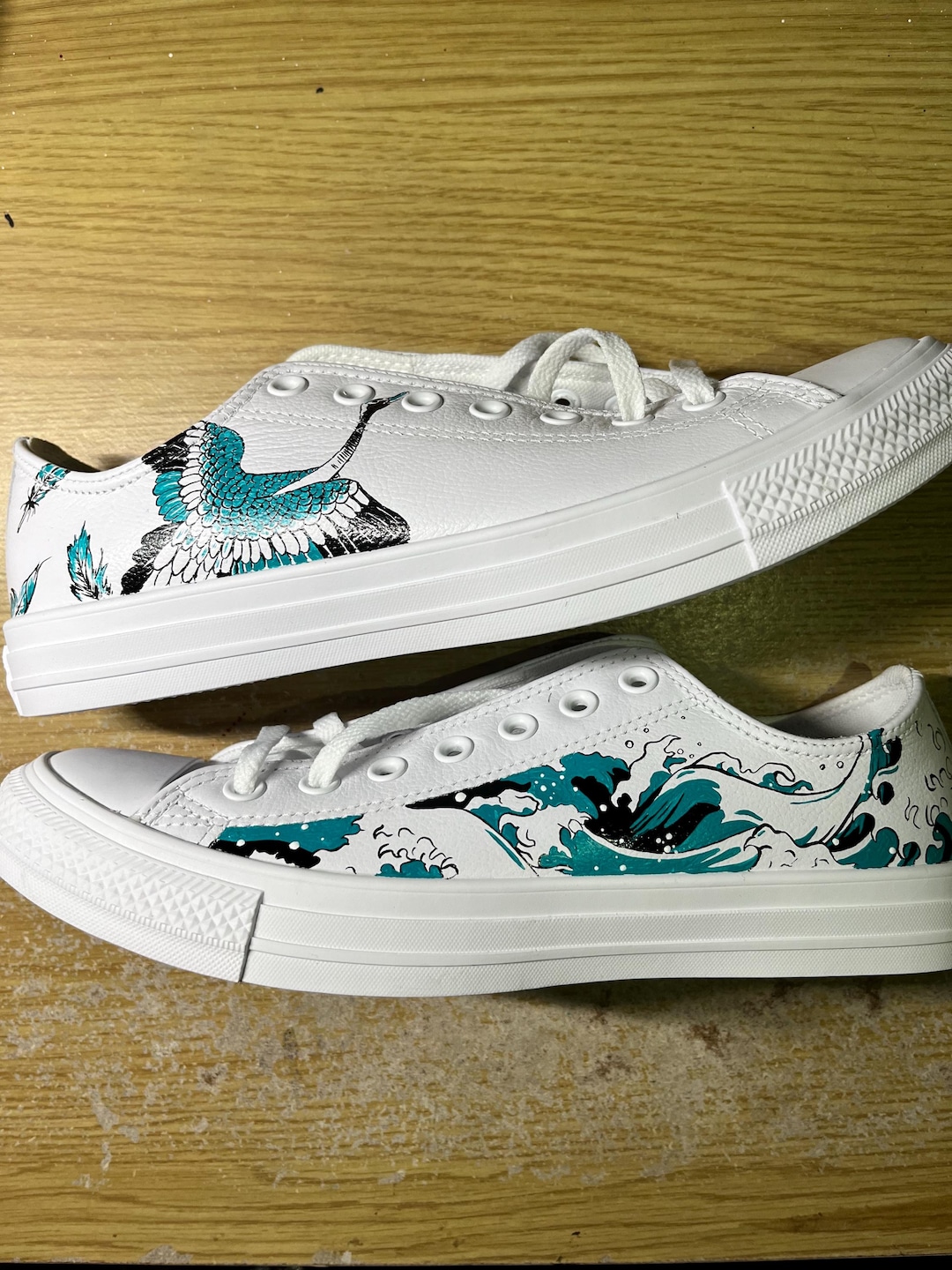 Custom Hand Painted Converse All Stars With Japanese Inspired Design - Etsy