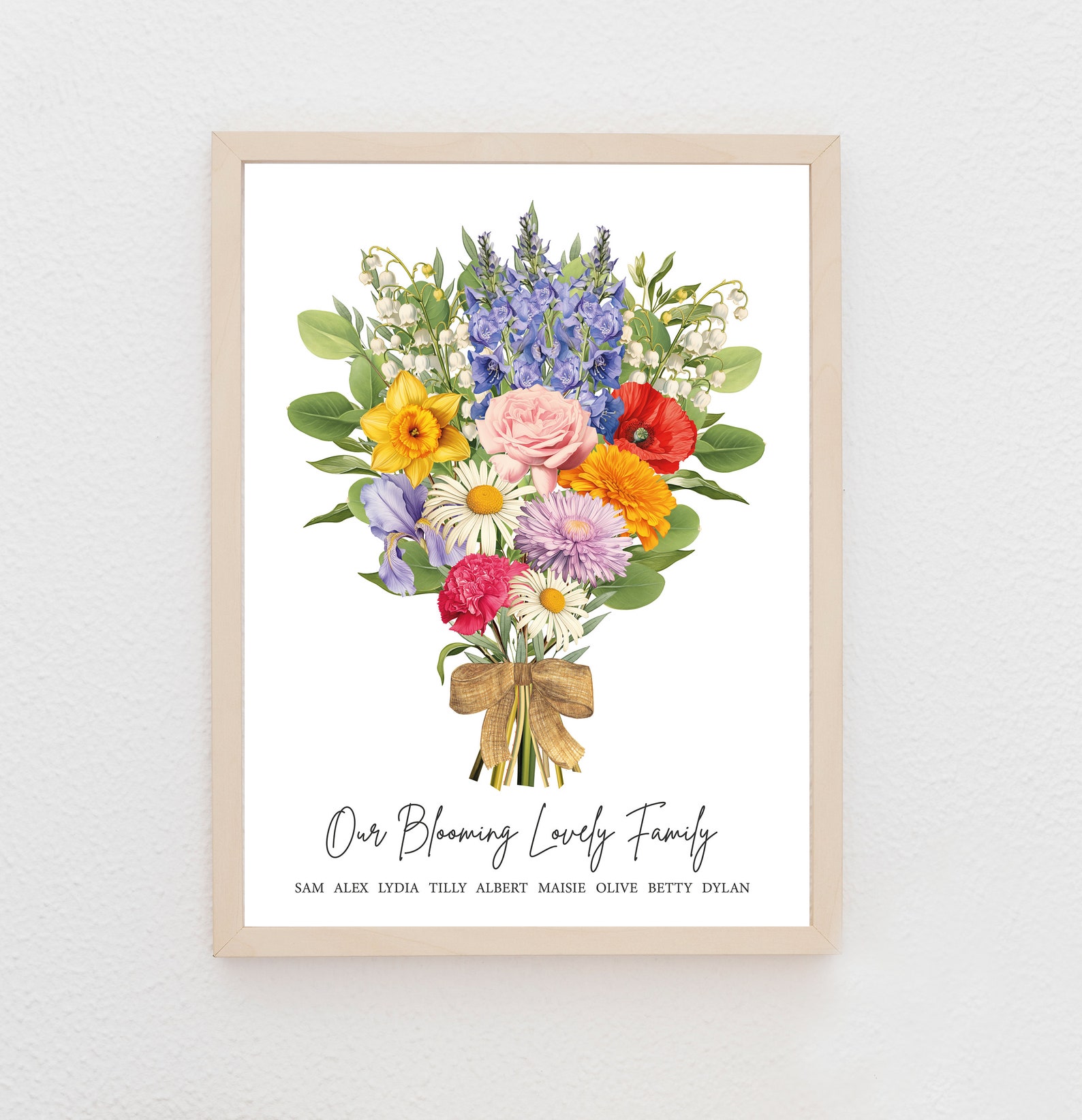 Birth Flower Family Print, Custom Digital Print, Personalised Mothers ...