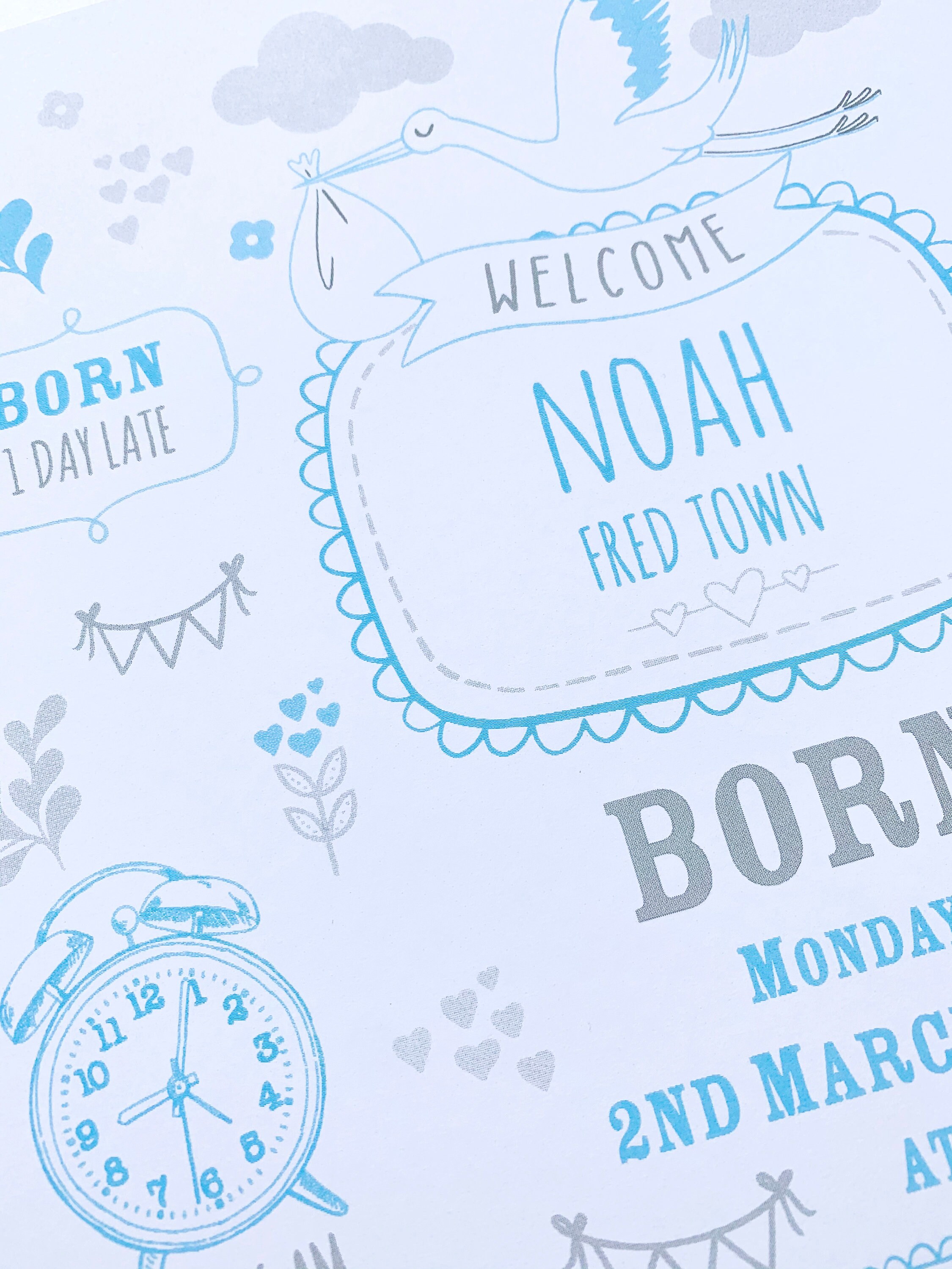 New Baby Boy Print Personalised Baby Boy Gift Blue Baby Boy - Etsy