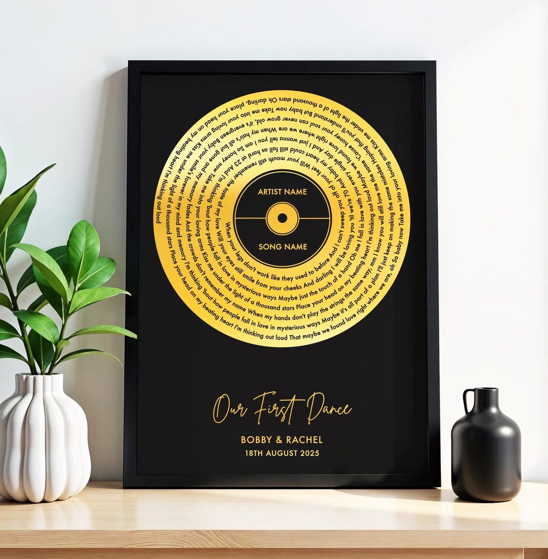 Custom Foil Lyric Record Print, Music Art, Valentines Day Gift, Song ...