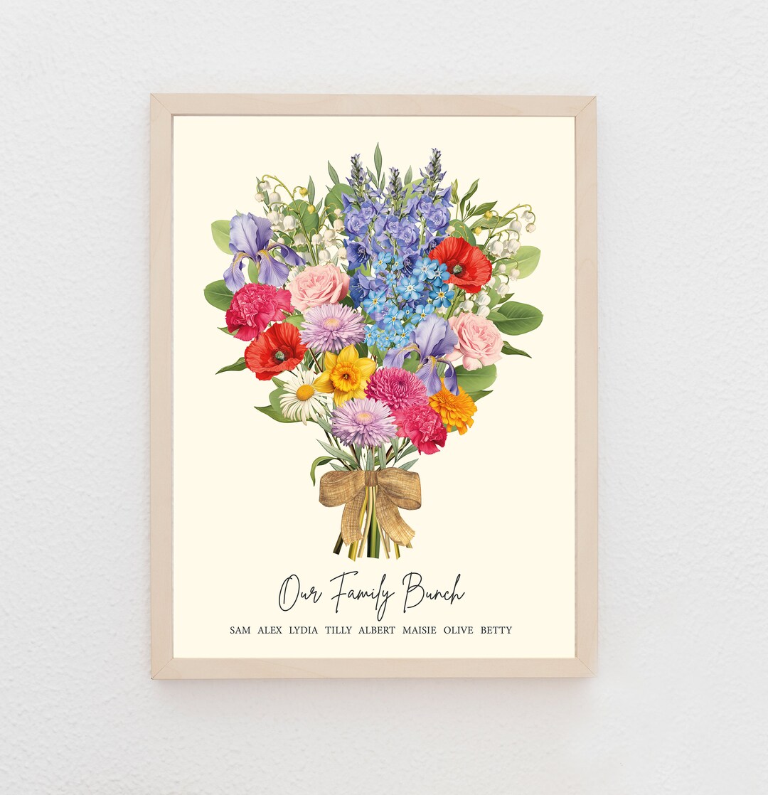 Birth Flower Family Print, Custom Digital Print, Personalised Mothers ...